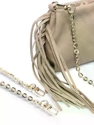 Maje Miss M Fringed Leather Clutch Bag With Chain Strap - Neutrals