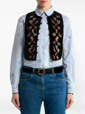 Etro Cropped Velvet Waistcoat With Embroidered And Beaded Animal Motifs