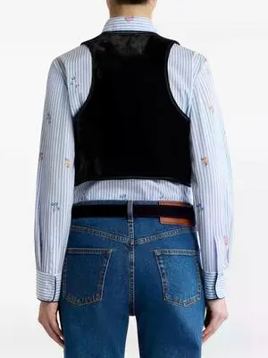 Etro Cropped Velvet Waistcoat With Embroidered And Beaded Animal Motifs