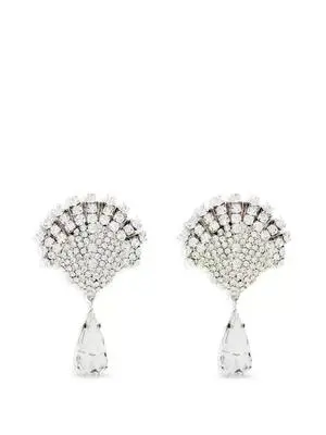 Alessandra Rich Crystal Shell-motif Drop Earrings - Silver