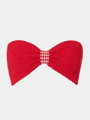 Hunza G Jean Bikini Top - Red Gingham
