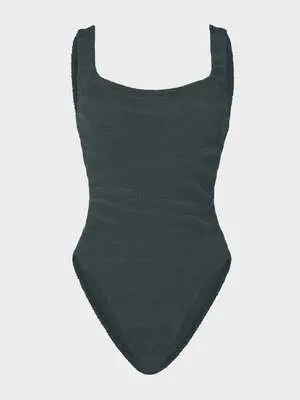 Hunza G Hunza G Square Neck Swimsuit Zebra Metallic Graphite
