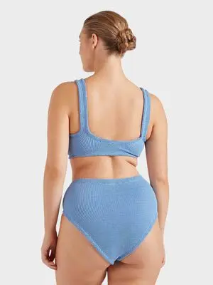 Hunza G Nadine High-waisted Bikini With Tonal Hoops - Cornflower