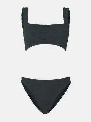 Hunza G Hunza G Xandra Striped Bikini Zebra Metallic Graphite