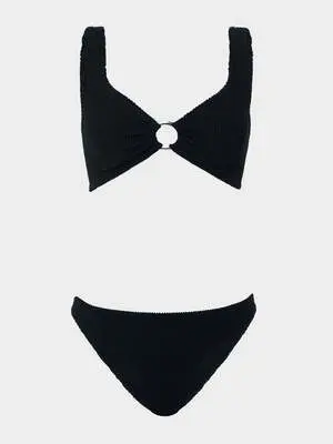 Hunza G Julia With Gold Hoop Bikini | | Original Crinkle™ Swimwear - Black