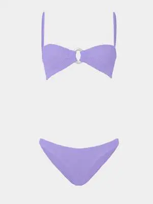 Hunza G Misty Bikini With Pearly Hoop | | Original Crinkle™ Swimwear - Lilac