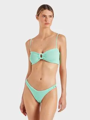 Hunza G Misty Bikini With Pearly Hoop | | Original Crinkle™ Swimwear - Metallic Mint