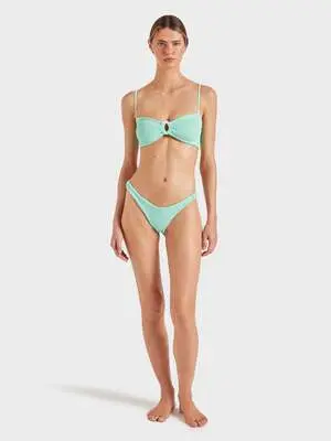 Hunza G Misty Bikini With Pearly Hoop | | Original Crinkle™ Swimwear - Metallic Mint