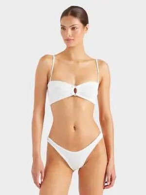Hunza G Misty Bikini With Pearly Hoop | | Original Crinkle™ Swimwear - White