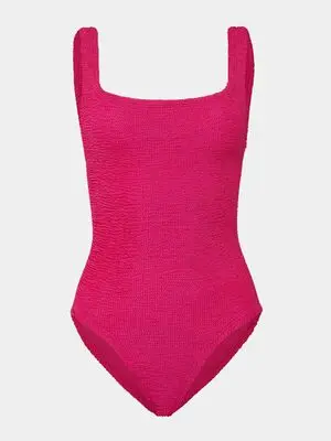 Hunza G Coverage Square Neck Swim | Royal Blue | Original Crinkle™ One Size Swimwear | Hunza G Metallic Raspberry