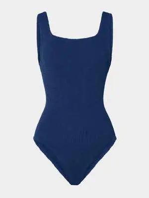 Hunza G Coverage Square Neck Swim | Royal Blue | Original Crinkle™ One Size Swimwear | Hunza G Navy