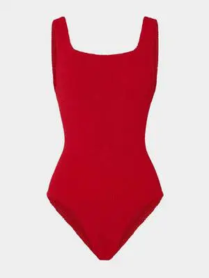 Hunza G Coverage Square Neck Swim | Royal Blue | Original Crinkle™ One Size Swimwear | Hunza G Red