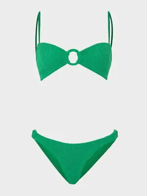 Hunza G Misty Bikini With Tonal Hoops | | Original Crinkle™ Swimwear - Emerald