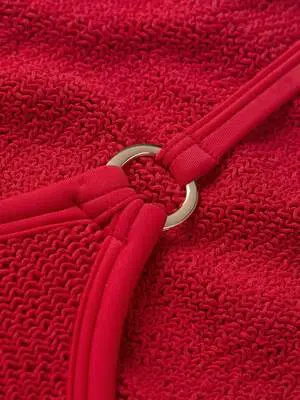 Hunza G Clara One-shoulder Swimsuit With Gold Hoop Detail - Red