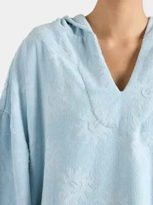 Hunza G Towelling Hooded Poncho - Ice Blue