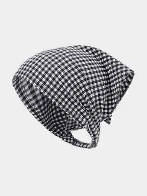 Hunza G Sofia Gingham Headscarf - Black Gingham