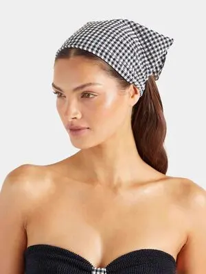 Hunza G Sofia Gingham Headscarf - Black Gingham