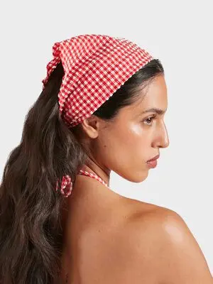 Hunza G Sofia Gingham Headscarf - Red Gingham