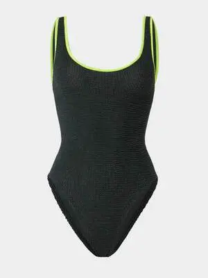 Hunza G Hunza G Faye Swimsuit Metallic Graphite/chartreuse