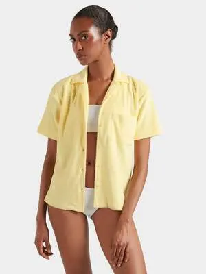 Hunza G Terry Towelling Cuban Shirt - Butter