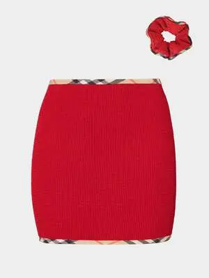 Hunza G Burberry X Devyn Swimskirt/top - Crinkle Red/check