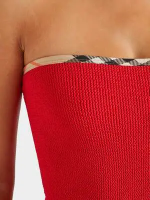 Hunza G Burberry X Devyn Swimskirt/top - Crinkle Red/check