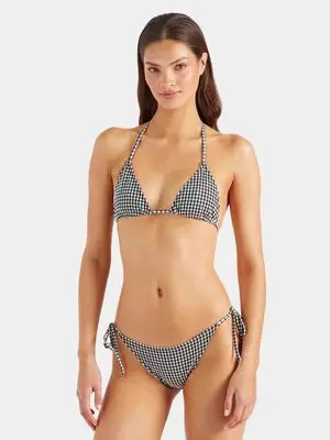 Hunza G Gingham Seersucker Sabrina Bikini - Black Gingham
