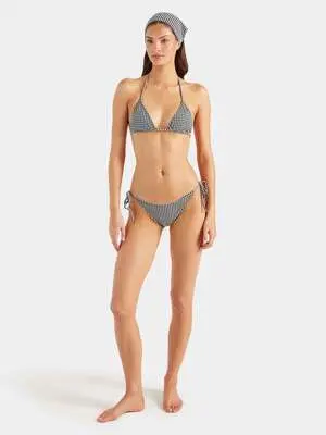 Hunza G Gingham Seersucker Sabrina Bikini - Black Gingham