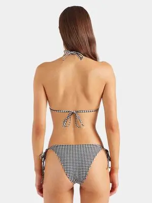 Hunza G Gingham Seersucker Sabrina Bikini - Black Gingham