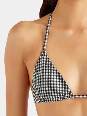 Hunza G Gingham Seersucker Sabrina Bikini - Black Gingham