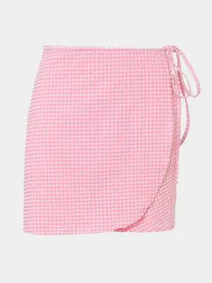 Hunza G Gingham Seersucker Short Sarong | | Resortwear - Milkshake Gingham