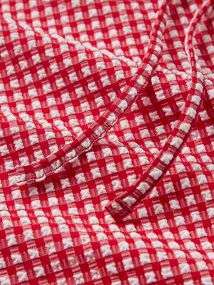 Hunza G Gingham Seersucker Short Sarong | | Resortwear - Red Gingham
