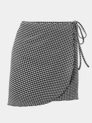 Hunza G Gingham Seersucker Mini Sarong - Black Gingham