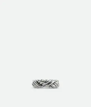 Bottega Veneta Bottega Veneta Sterling Silver Intreccio Ring With Enamel Detail Silver