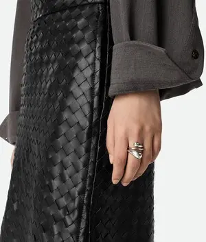 Bottega Veneta 18k Gold-finish Sterling Drop Ring - Silver