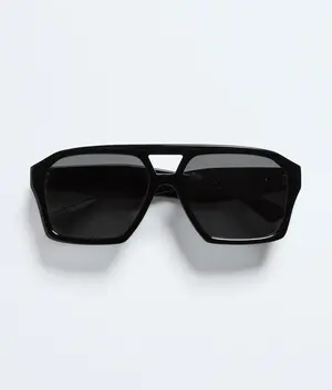 Bottega Veneta Aviator Sunglasses With Gold-finished Detail - Black/grey