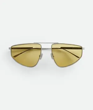 Bottega Veneta Classic Aviator Sunglasses - Silver/yellow