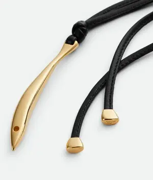 Bottega Veneta Sterling Silver And Leather Necklace - Nero