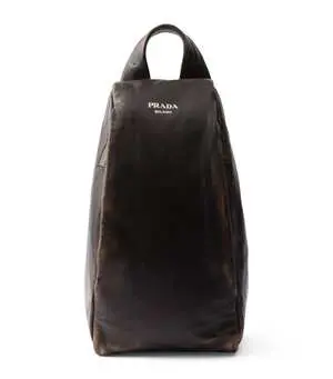 Prada Distressed Leather Cross-body Bag - Brown