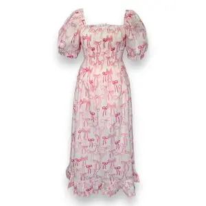 MARY MARSHMALLOW Poppy Dress Long Bows - Pink