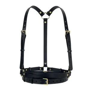 HAUTE CUIR Double Belt Leather Harness - Black