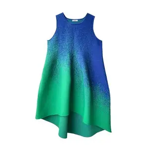 ARTO. Arto Asymmetrical Bubble Dress In Pixels Jacquard - Blue/green