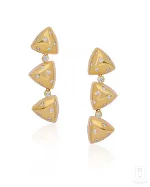 THE JEWELZ Rose Gold / Yellow / Neutrals Imperii Triad Danglers Earrings - Rose Gold/yellow