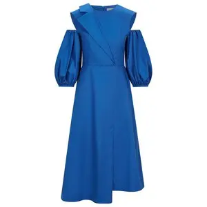 FEMPONIQ Asymmetric Lapel A-line Cotton Dress