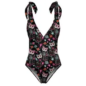 ALOHA FROM DEER Cat Skeleton One Piece Swimsuit