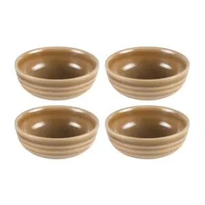 Turgla Home Terra Pott Bowl Round Porcelain Breakfast Bowl Set Of Four - Brown