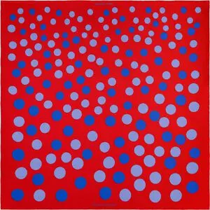 OTWAY & ORFORD Blue / Red 'planetarium' Polka Dot Silk Pocket Square In Red With Blue. Full-size - Blue/red
