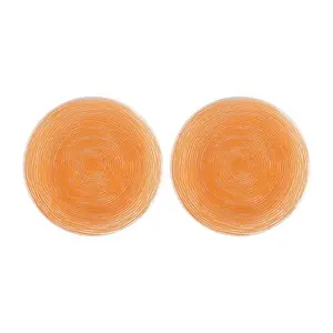 Turgla Home Glass Dinnerware Round Glass Plate Set Of Two - Orange