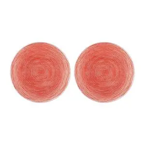 Turgla Home Glass Dinnerware Round Glass Plate Set Of Two - Red