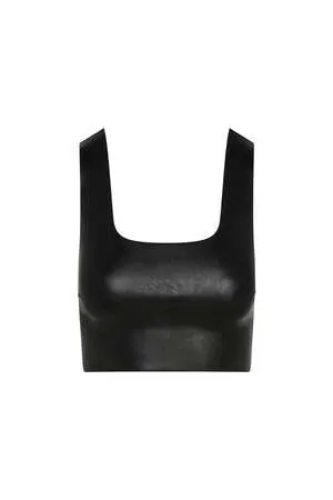 Commando Faux Leather Squareneck Crop Top, Flt100 - Black